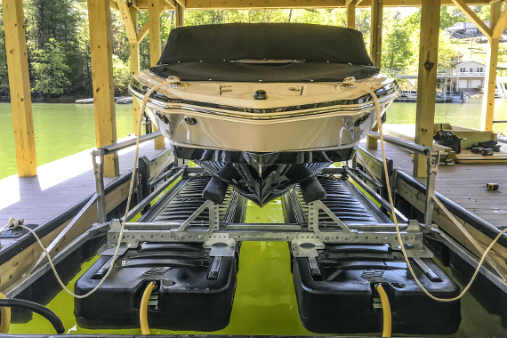 Protective UltraLift Shallow Water Boat Lift on Lake Lanier